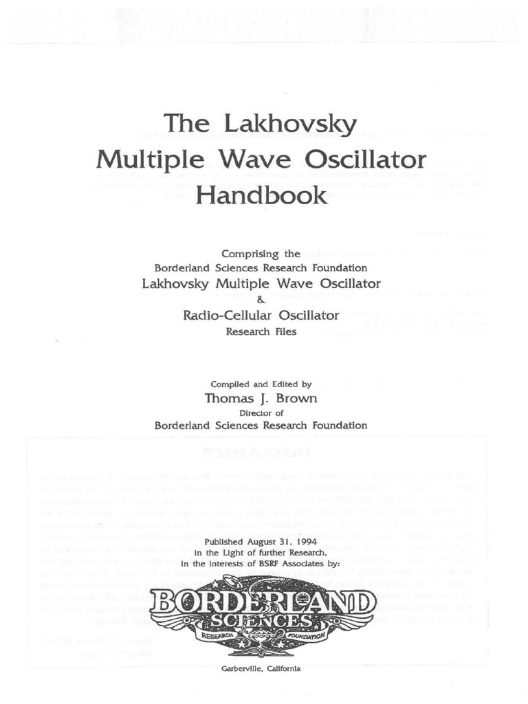 Lakhovsky MWO Handbook - Thomas J. Brown | PDF | Resonance | Radiation