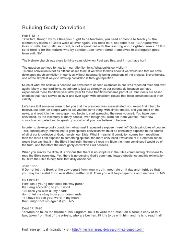 Building Godly Conviction | PDF | Bible | Sin