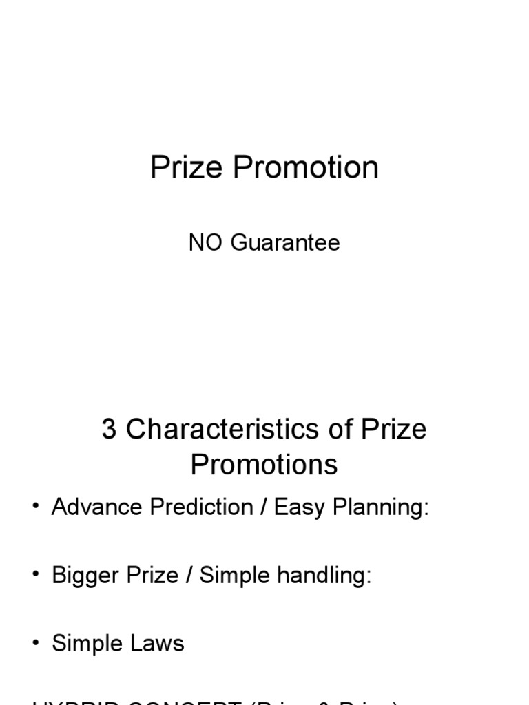 Prize Promotion Strategies Explained | PDF