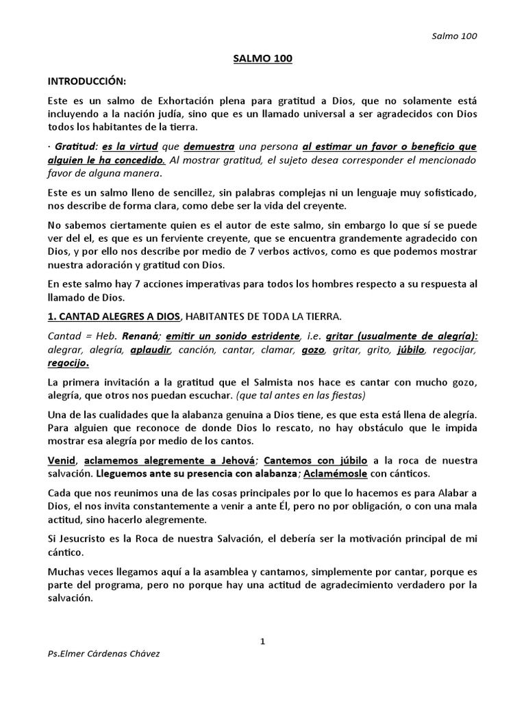 Salmo 100 | PDF | eucaristía | Salmos