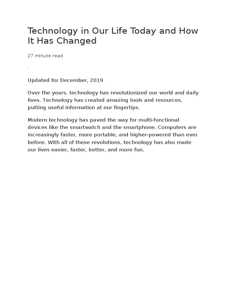Impact of Technology on Daily Life | PDF | Smartwatch | Apple Watch
