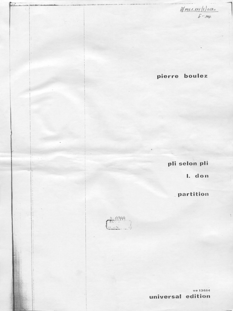 Pierre Boulez Pli Selon Pli - I. Don | PDF