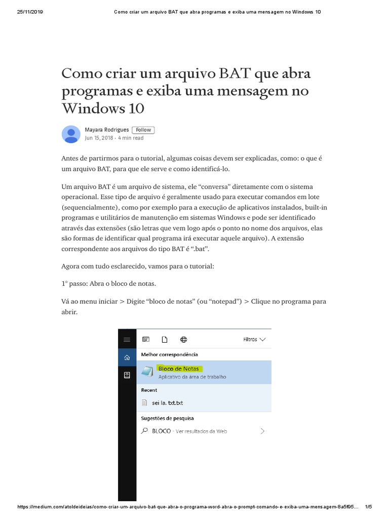 Como Criar Um Arquivo BAT Que Abra Programas e Exiba Uma Mensagem No ...