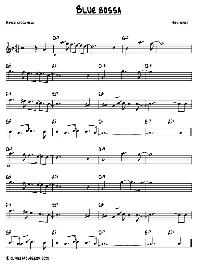 Blue Bossa - Sax Tenor | PDF