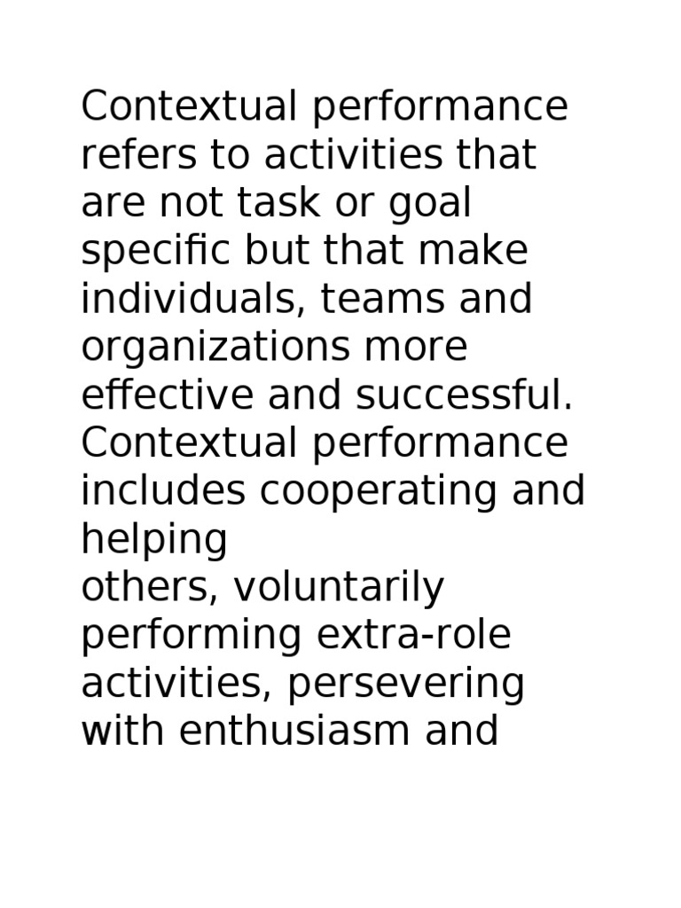 Task and Contextual Performance | PDF | Neuroscience | Psychological Concepts