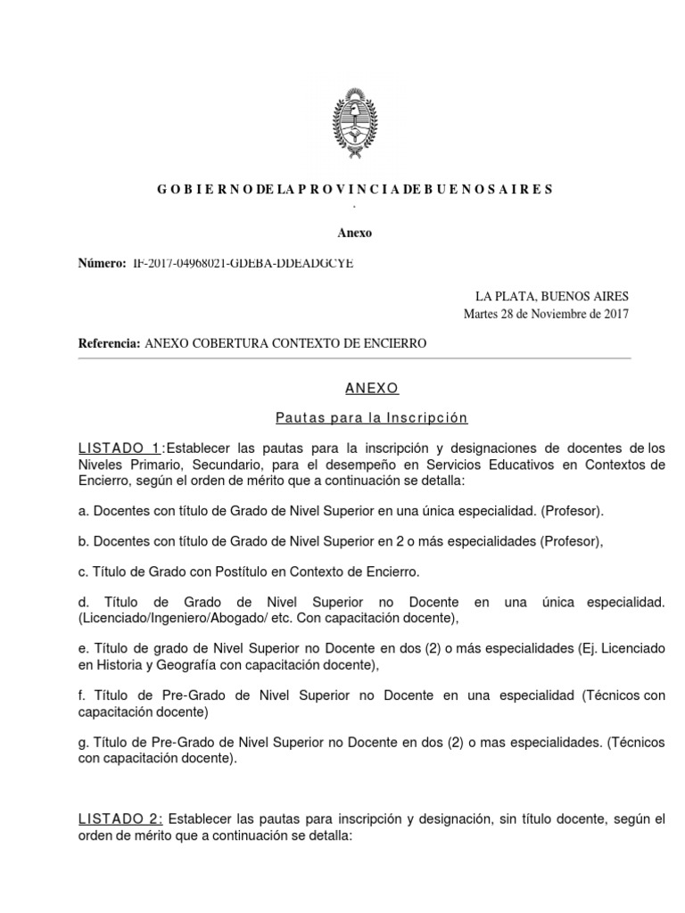 Anexo de Resol 1658 Anexo Cobertura Contexto de Encierro PDF | PDF | Licenciatura | Maestros