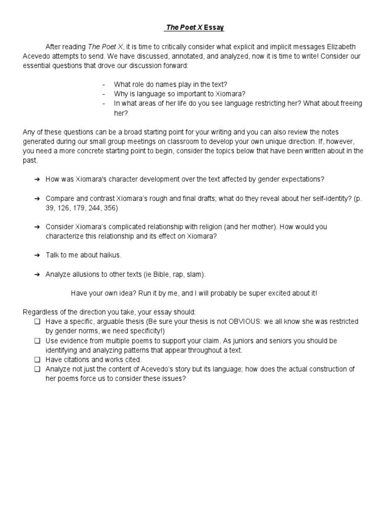 The Poet X Essay | PDF