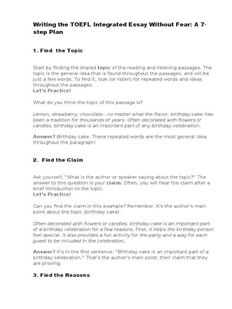 Integrated Essay For TOEFL | PDF | Birthdays | Essays