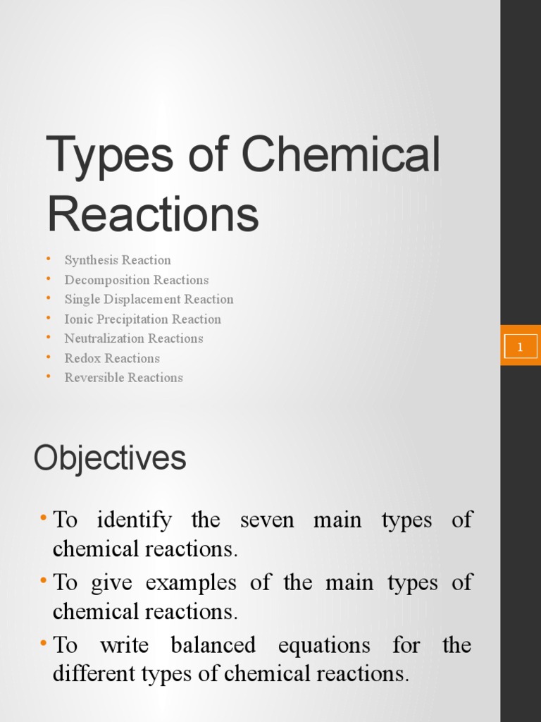 Types of Chemical Reactions | PDF | Chemical Reactions | Precipitation ...