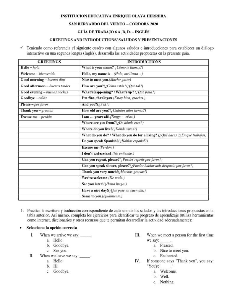 Greetings and Introductions PDF | PDF | Arte