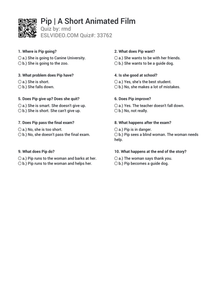 Pip - A Short Animated Film | PDF | Language Arts & Discipline | Home ...