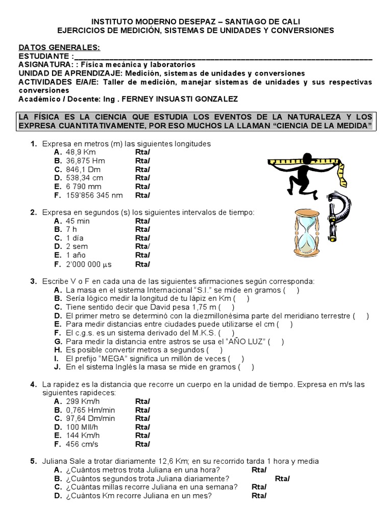 Taller de Mediciones | PDF | Medición | Notación