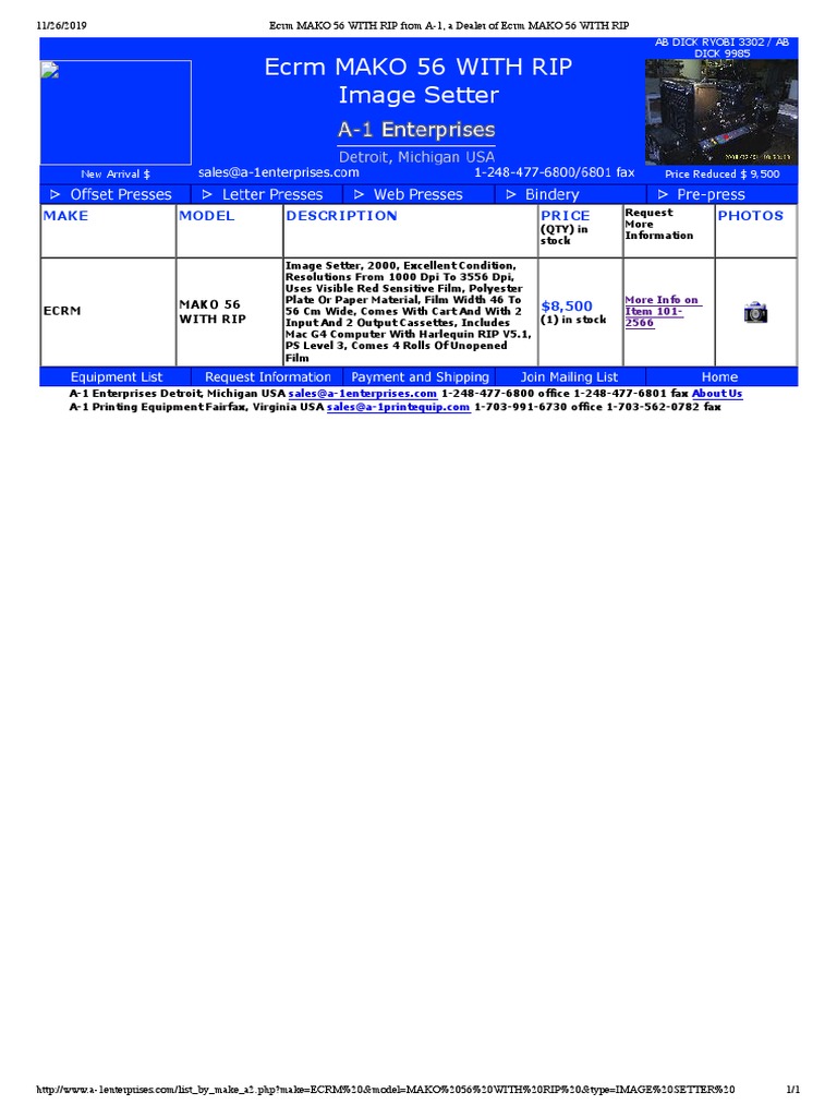 Ecrm MAKO 56 WITH RIP From A-1, A Dealer of Ecrm MAKO 56 WITH RIP | PDF