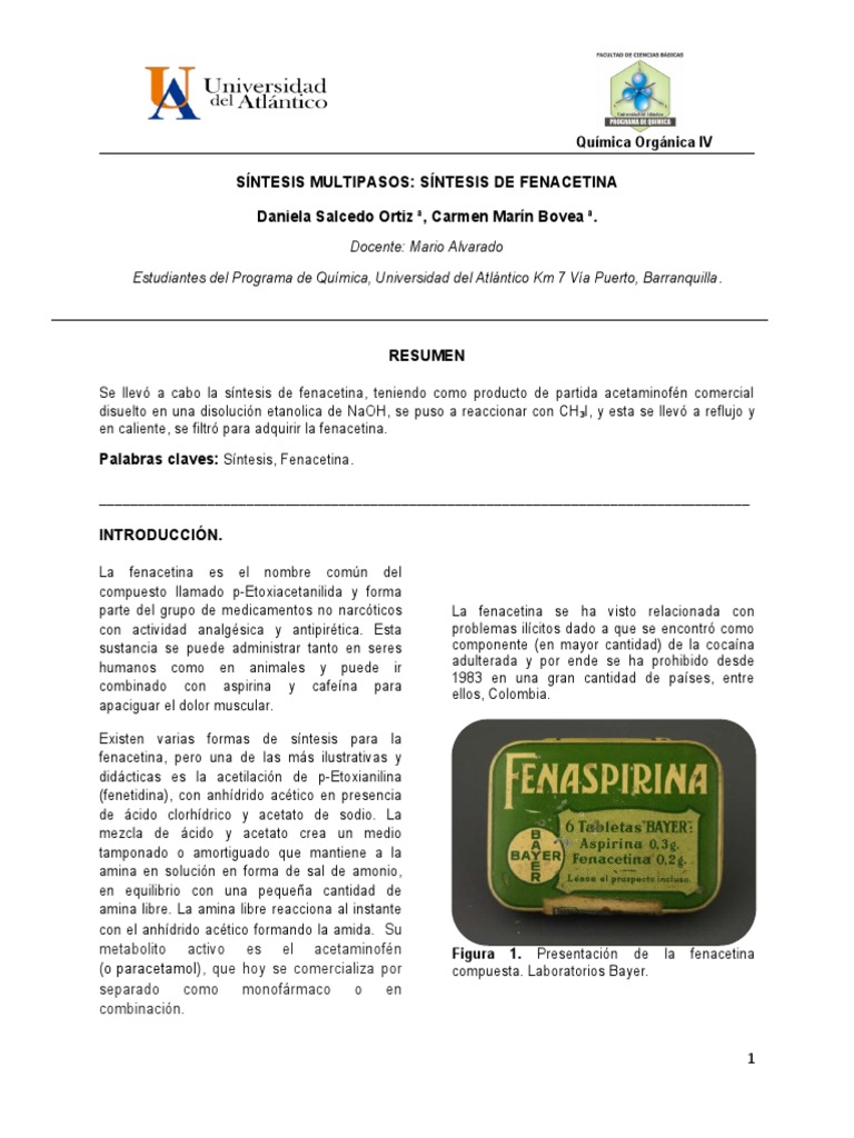 Sintesis de Fenacetina 1 | PDF | Compuestos químicos | Química Orgánica