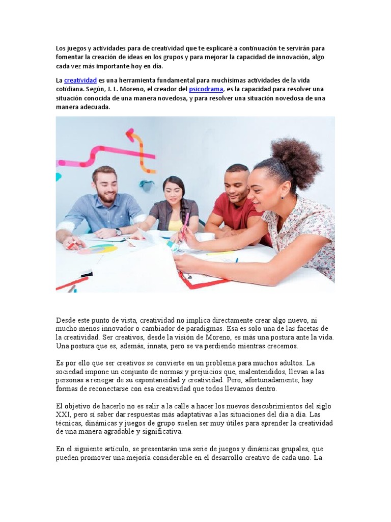 Los Juegos y Actividades para de Creatividad | PDF | Creatividad | Metáfora