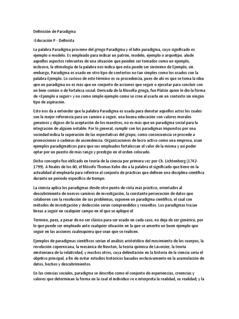 Definición de Paradigma | PDF | Paradigma | Teoría