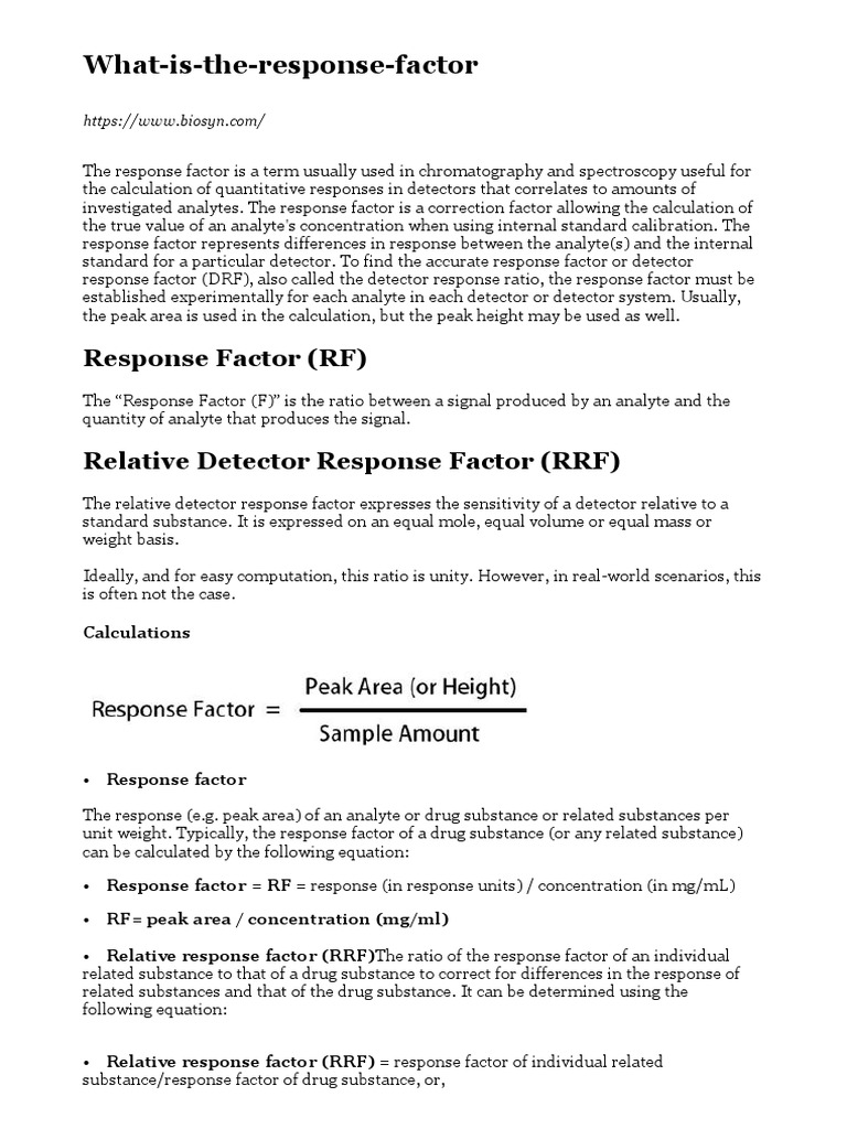 What Is The Response Factor | PDF | Scientific Techniques | Applied And ...