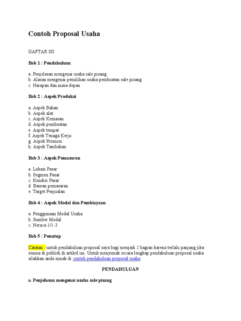 Contoh Proposal Usaha | PDF