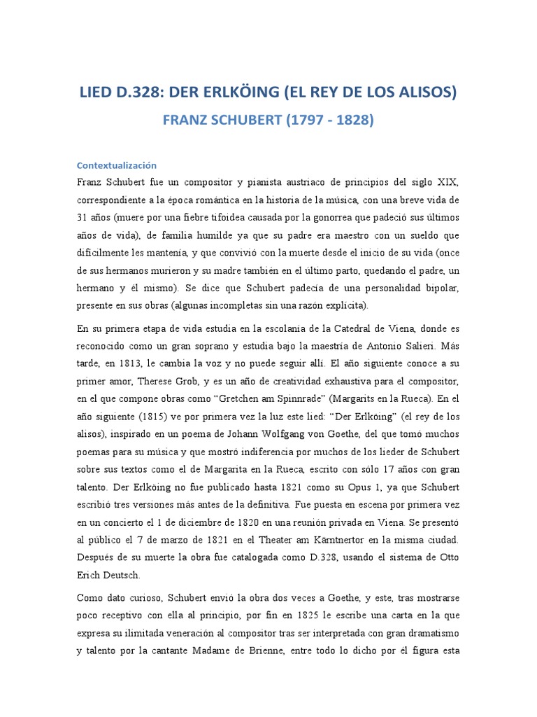 Der Erlkönig - Schubert | PDF | Franz Schubert | Música