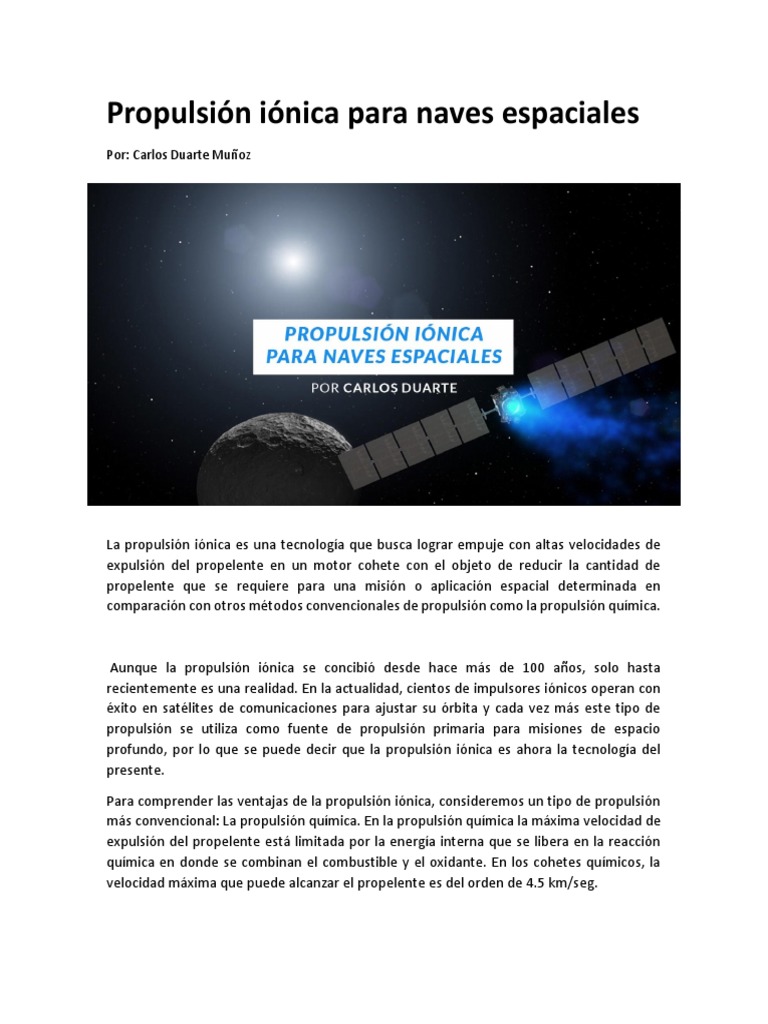 Propulsión Iónica para Naves Espaciales.. | PDF | Propulsión de naves ...