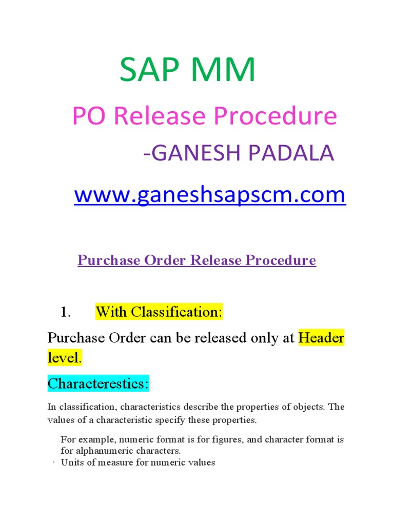 03 - 08 - PO Release Procedure by Ganesh Padala | PDF | Computer ...