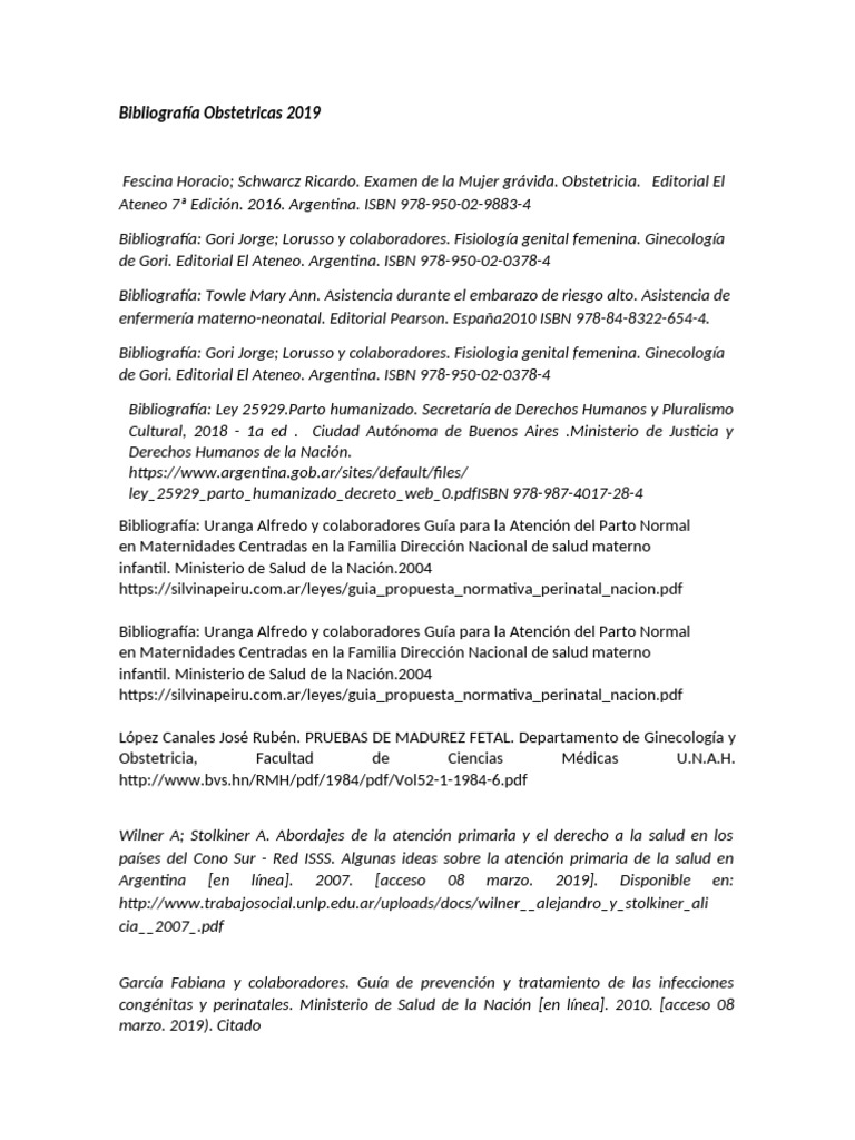 Bibliografa Obstetricas 2019 | PDF | Mujer | Ciencias de la Salud