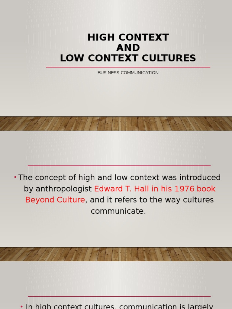 High Context Vs Low Context Cultures | PDF | Communication | Semiotics