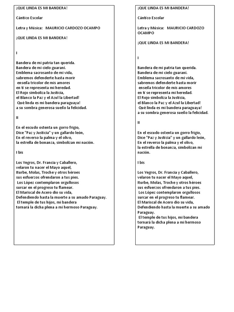Que Linda Es Mi Bandera | PDF | Paraguay | Bandera