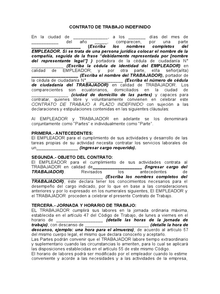 Contrato Indefinido Plantilla | PDF | Salario | Justicia