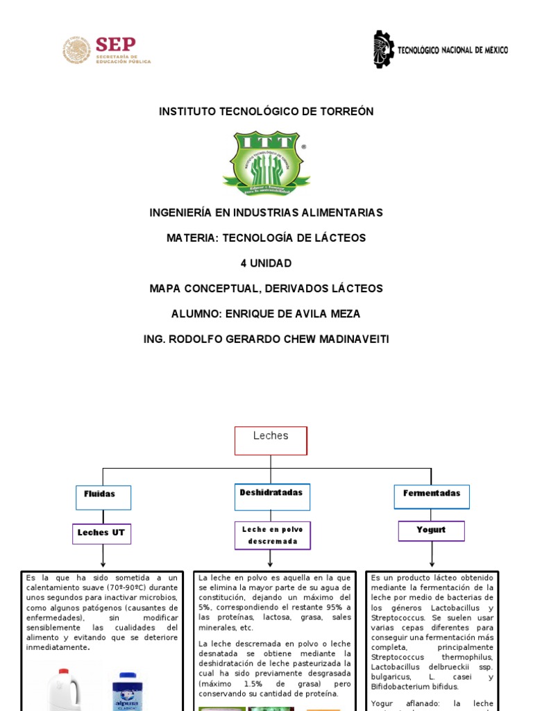 Unidad 4 Mapa Conseptual | PDF | Yogur | Leche