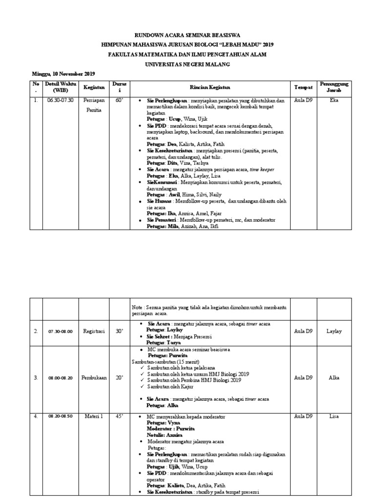 Rundown Seminar Beasiswa | PDF