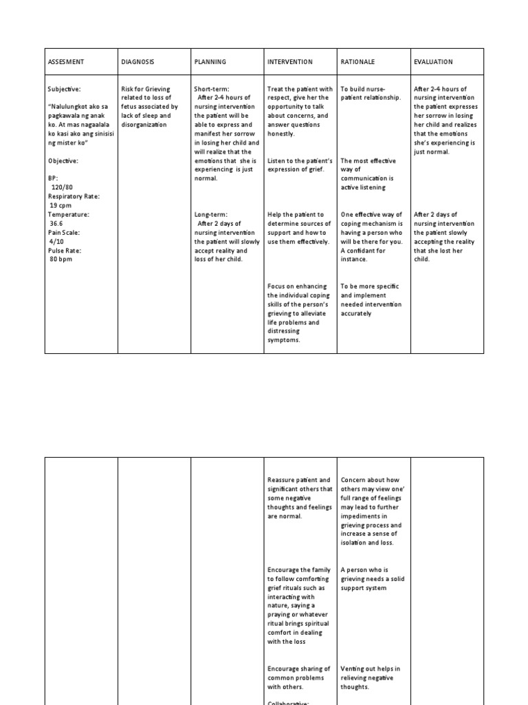 Nursing Care Plans | PDF | Grief | Nursing