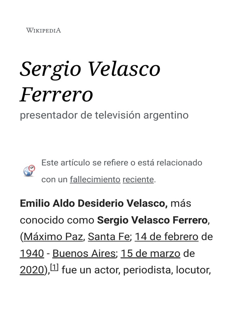 Sergio Velasco | PDF | Argentina | Entretenimiento (general)