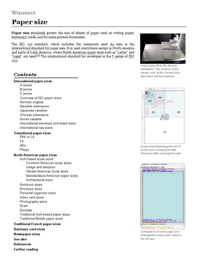 Paper Size - Wikipedia | PDF | Printing Materials | Paper