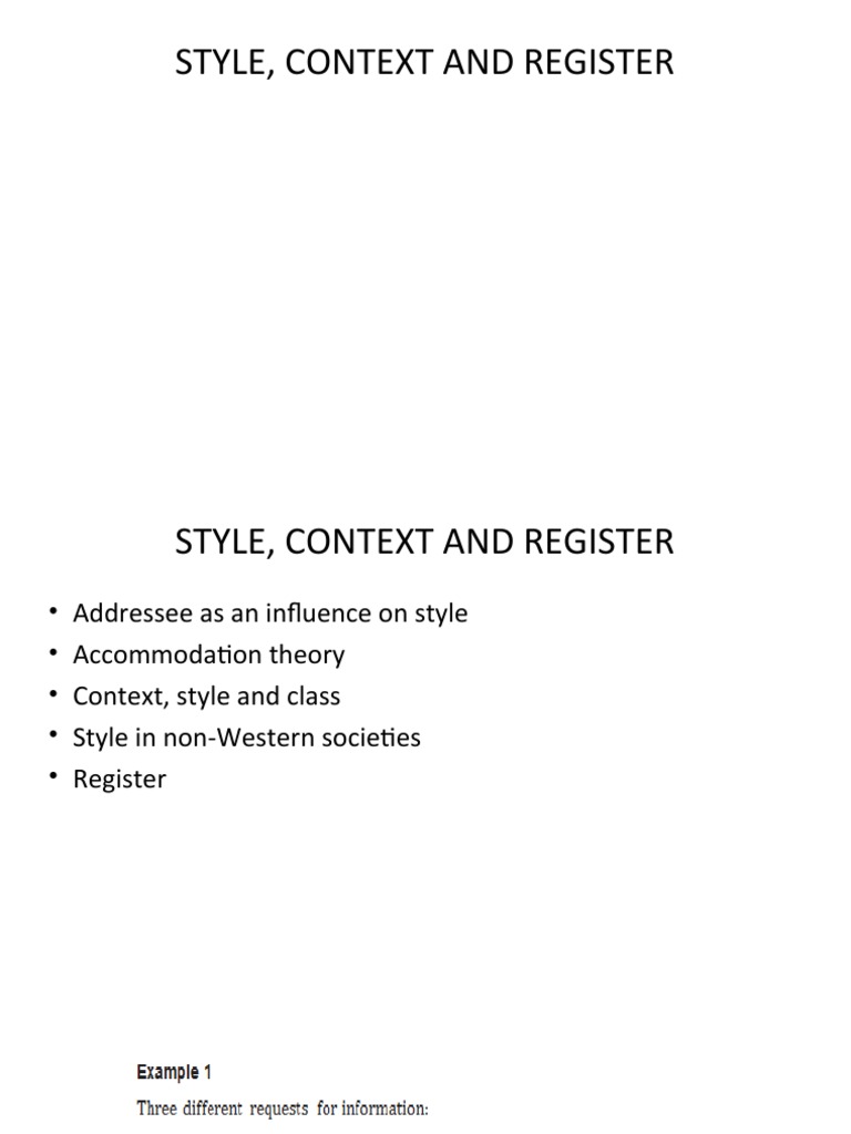 Style, Context, and Register Chapter 10 Sociolinguistic | PDF | English ...