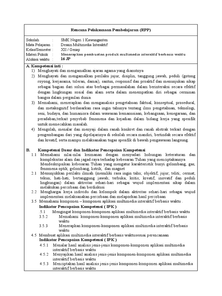 RPP Desain Multimedia Interaktif | PDF
