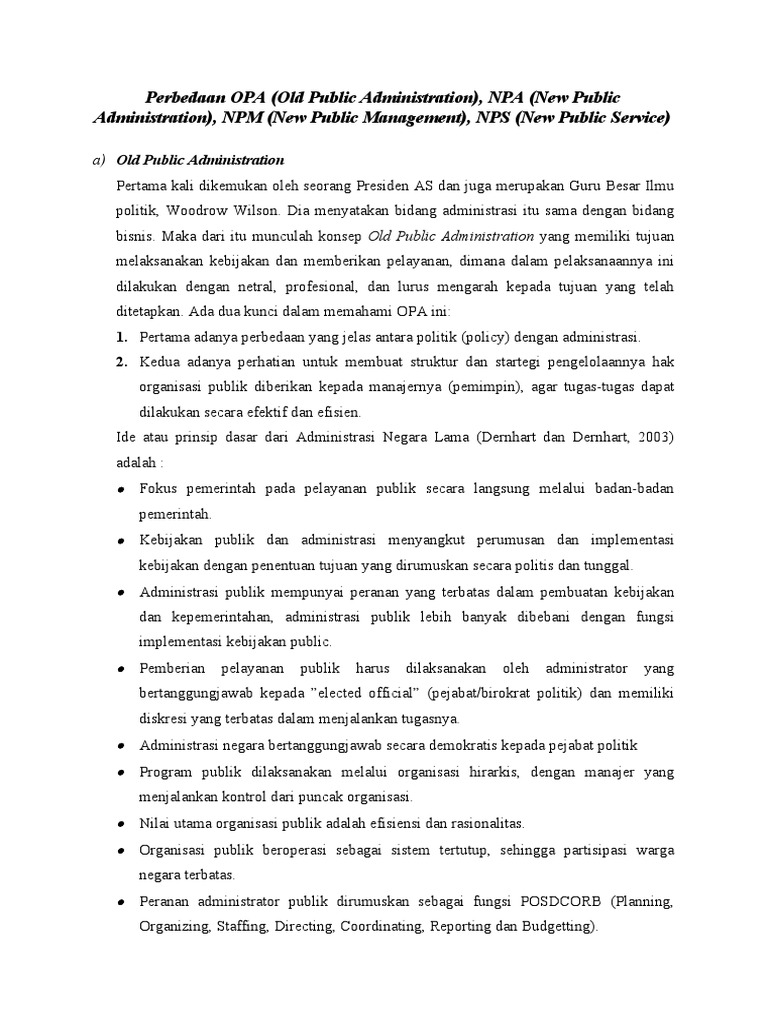 Perbedaan OPA, NPA, NPM | PDF