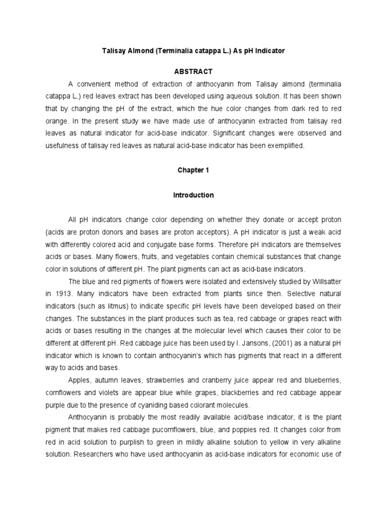 Research Paper in PH Indicator | PDF | Ph | Acid