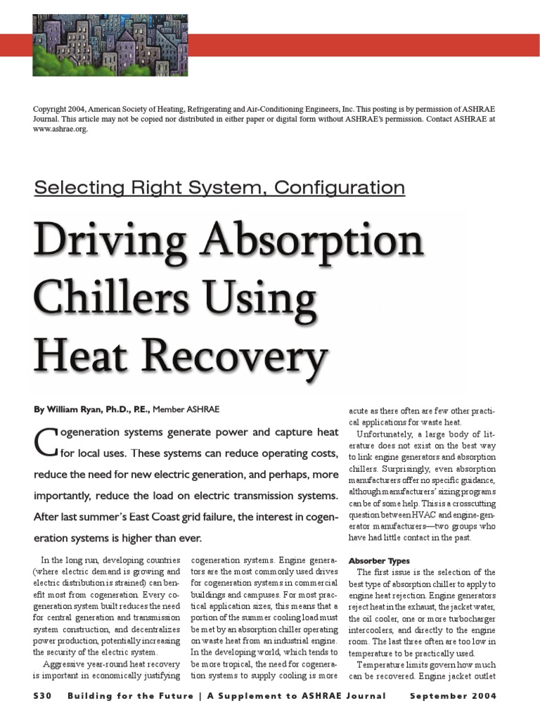 ASHRAE Absorption Chiller | PDF | Cogeneration | Water Heating