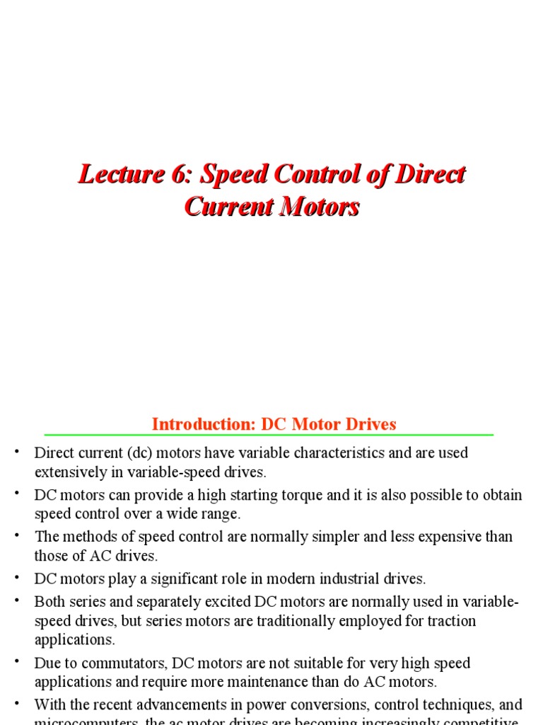 Speed Control Techniques for DC Motors | PDF | Electric Motor | Rectifier