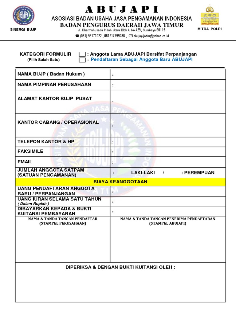 Formulir Anggota Abujapi | PDF