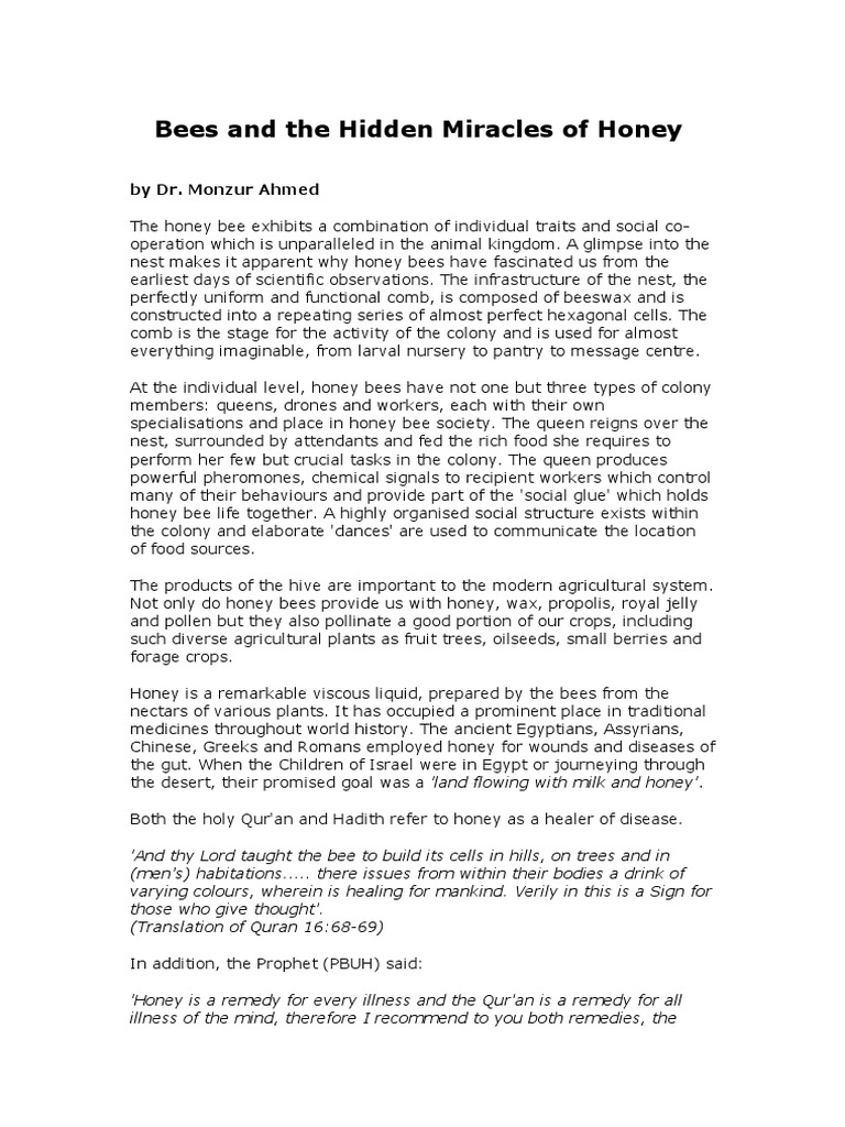 Miracles of Honey | PDF | Honey Bee | Quran