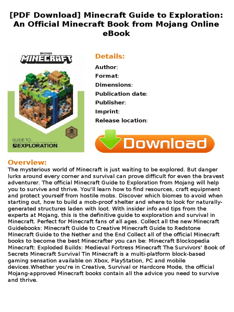 Minecraft Guide To Exploration An Official Minecraft Book From Mojang ...