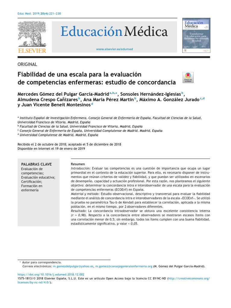 Fiabilidad de Una Escala para La Evaluaci N de Competencias - 2019 - Educaci N | PDF ...