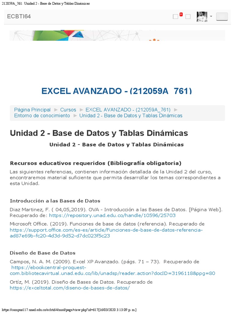 212059A - 761 Unidad 2 - Base de Datos y Tablas Dinámicas | PDF | Bases de datos | Microsoft Excel
