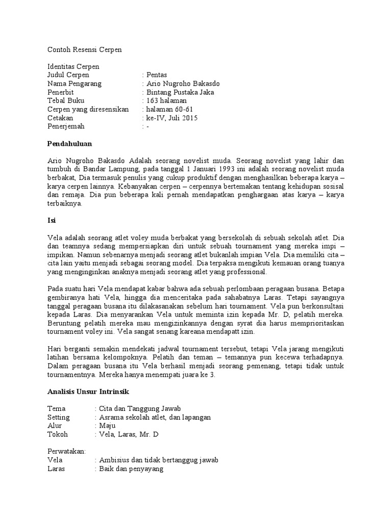 Contoh Resensi Cerpen | PDF