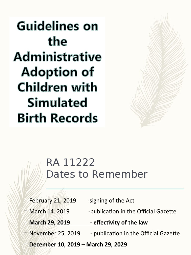 RA 11222: Adoption Guidelines Summary | PDF | Birth Certificate | Adoption