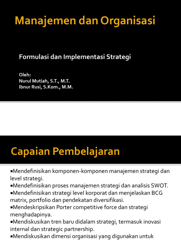 04 Formulasi Dan Implementasi Strategi | PDF | Bisnis