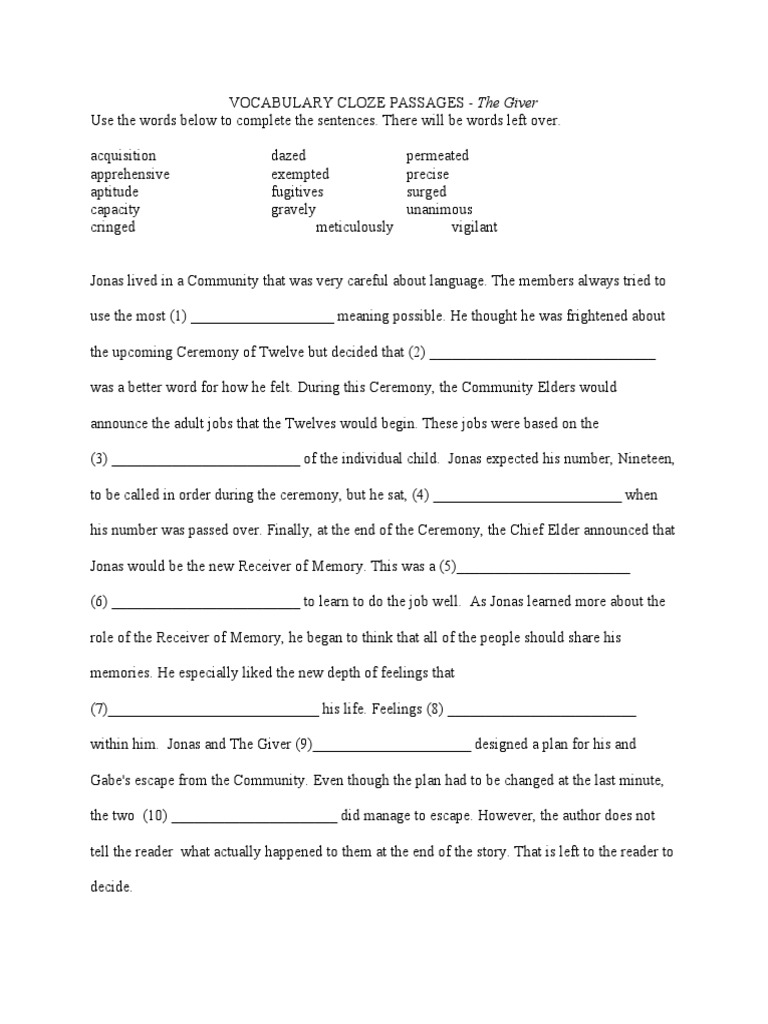 Vocabulary Cloze Passages 2 | PDF | Language Arts & Discipline ...