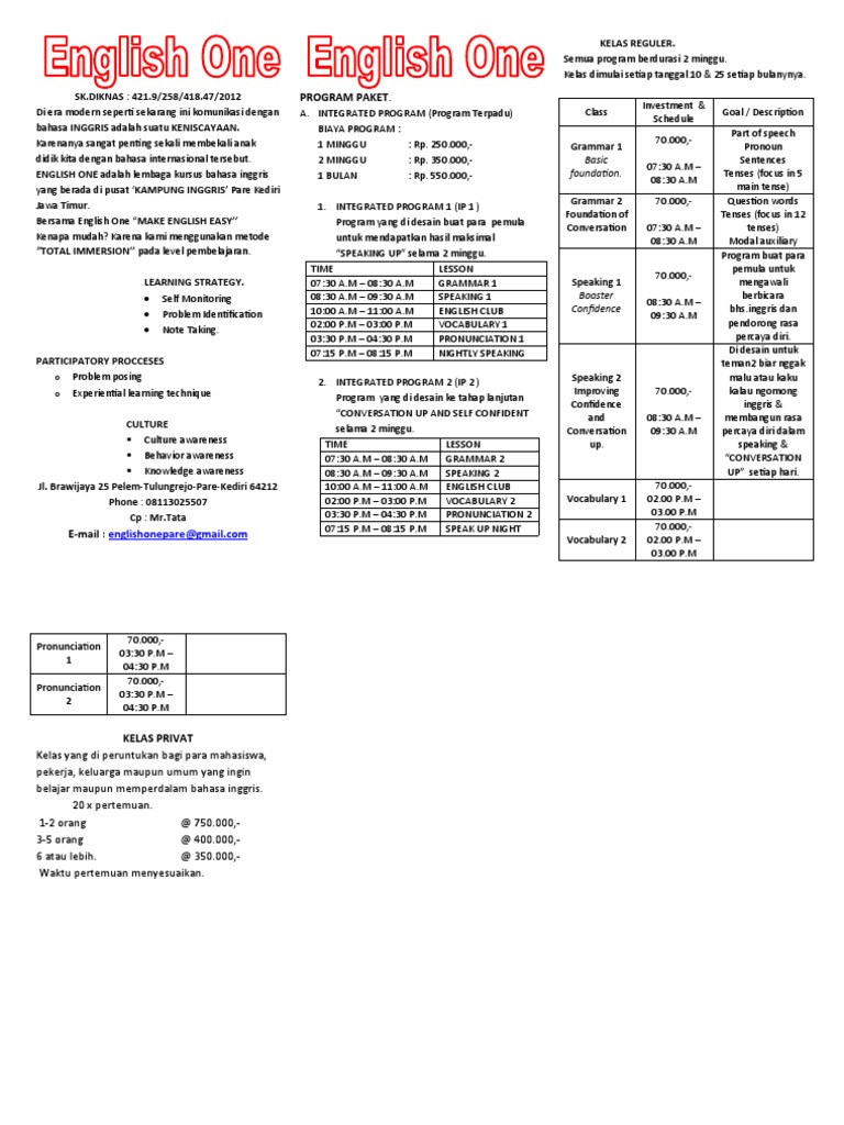Brosur Baru English One. | PDF